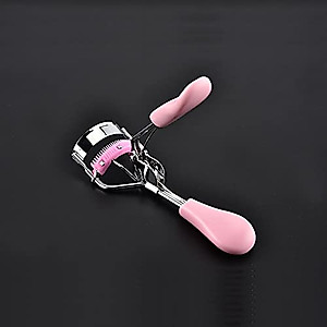 MICPANG Eyelash Curler with Built in Comb Eye Lash Curler Lash Tool with Brush Mini Small Best Eyelash Curler with Lash Separator 2 Refill Pads Portable Compact Plastic Partial Makeup Curler (Peach)