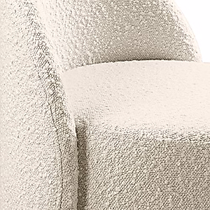 OSP Home Furnishings Lystra Swivel Barrel Vanity Chair with Textured Boucle Fabric, Cream