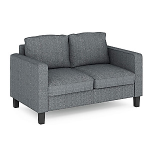 Furinno Bayonne Modern Upholstered Loveseat/Sofa Couch for Living Room, Gunmetal