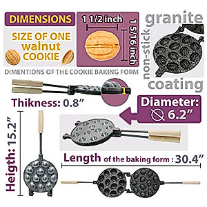 Walnut Cookie Maker 12 halves non-stick coating granite stone Cookies Pastry