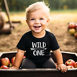 Wild One Boys 1st Birthday Shirt for Baby Boys First Birthday Outfit Black Shirt 18 Months