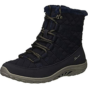 Skechers womens Reggae Fest - Moro Rock Short Quilted Lace Up Bootie Ankle Boot, Navy, 7.5 US