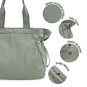 ODODOS 18L Side-Cinch Shopper Bags Lightweight Shoulder Bag Tote Handbag for Shopping Workout Beach Travel, Grey