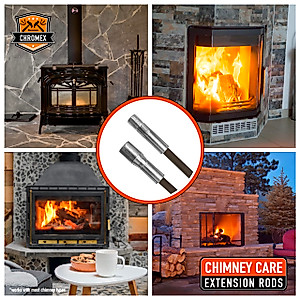 9-Foot Chimney Rod Extension Set - 3x3 Ft Durable Fiberglass Rods, 1/4" NPT Fittings