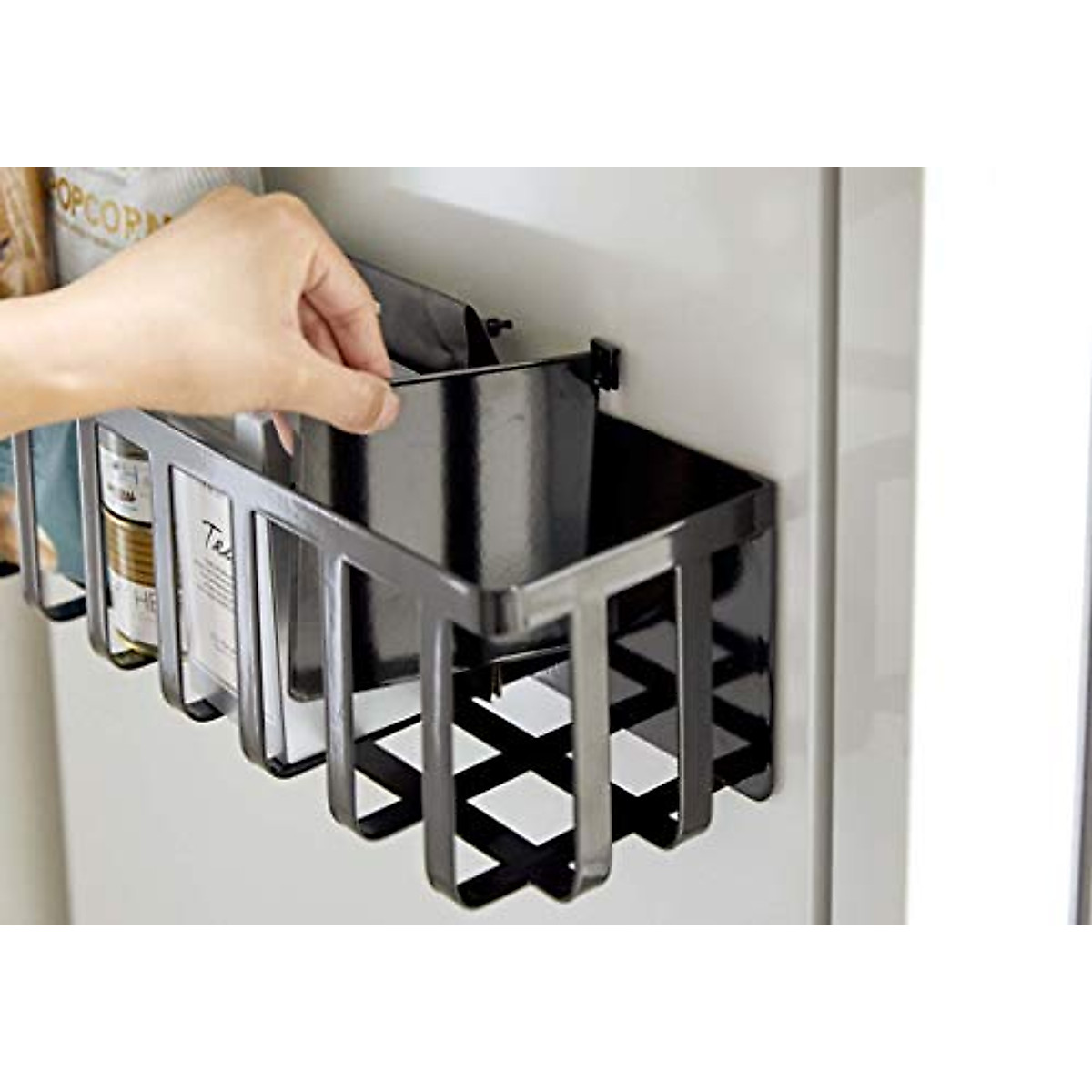 YAMAZAKI home 4247 Kitchen Storage Basket-Utensil Wall Organizer, Magnetic Holder, One Size, Black