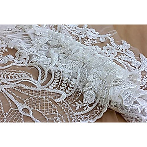 Special Large Patterns Design La Belleza Beading lace Fabric 49" Width Beautiful Easy to Cut for Wedding Dress White lace Fabric Off White 2 Yards