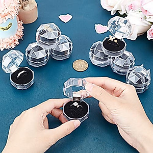 CHGCRAFT 40Pcs Black Clear Plastic Ring Boxes Crystal Earrings Jewelry Storage Boxes Display Organizer Case with Foam Insert for Wedding Proposal Valentine's Day, 1.5×1.5 Inch