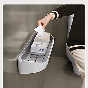 Bathroom Basket Organizer Toilet Tray Tank Topper Perfume Paper Storage Vanity Decorative Above Holder Bathroom White Long Narrow Backside(17.7 x 5.1 x 2 inch)