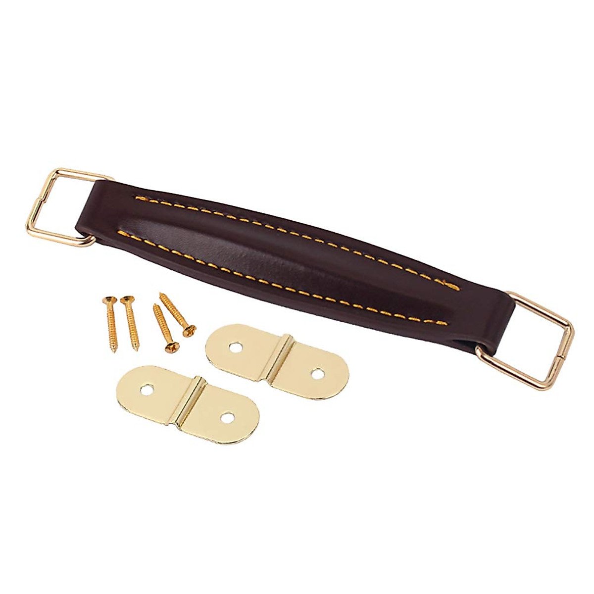 Amplifier Handle Leather Strap PU Leather Handle Replacement Parts with Mounting Screws for Guitar Audio Amplifier, 1 pcs (Coffee)