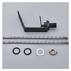 MIYANXI Basin Faucet Waterfall spout Faucet Curved Design Base Mounted Single Hole Single Handle hot and Cold Water Mixer Bathtub Faucet Crane,Kitchen Sink Faucet, Black, WJ5501