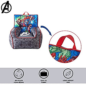 Idea Nuova Marvel Avengers Toddler Nylon Bean Bag Chair with Piping & Top Carry Handle, Large