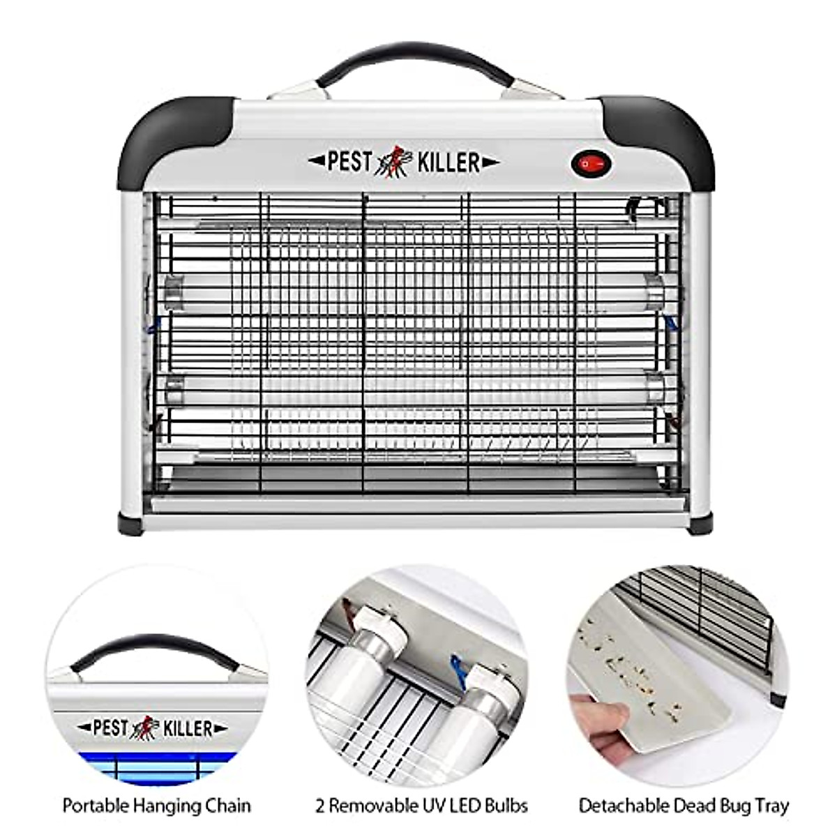 Bug Zapper Indoor, 2800V Powerful Flying Insect Mosquito Killer w/ 20W Blue Light Attract, Plug-in Pest Control Machine for Moth, Fruit Fly, Fungus Gnat, Garage Bug Catcher