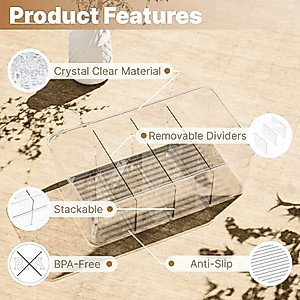 Pantry Organization and Storage, Clear Food Storage Organizer Bin with Removable Dividers for Kitchen, BPA-FreeRefrigerator Organizer, Cabinet Organizer