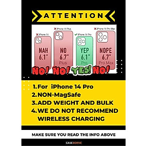 CaseBorne V Compatible with iPhone 14 Pro Case - Military Grade Full-Body Rugged with Kickstand and Built-in Screen Protector - Black