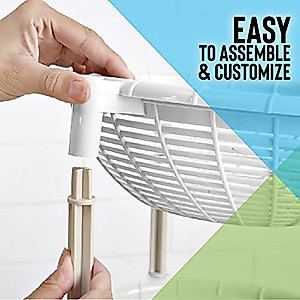 Uncluttered Designs Stacking Basket Bins (3 Tier + Plate) — Display for Fruit, Potato, Onion & Produce — Crafts, Art Supplies & Housewares Organizer — Bedroom & Bathroom Organization & Storage (White)