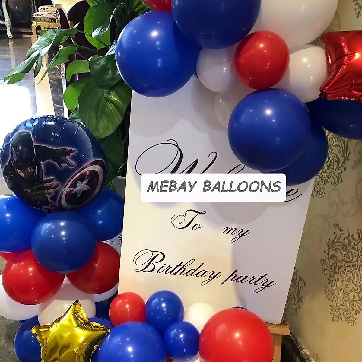 MABAY Blue Red White Balloons Arch Garland Kit, 147 Pcs Royal Blue Red White Confetti Blue Red Balloon for Graduation Birthday Party Baby Shower Wedding Decorations