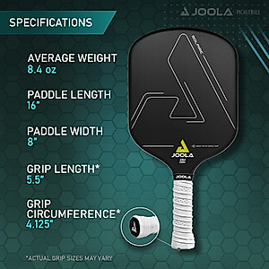 JOOLA Solaire Professional Pickleball Paddle with Carbon Friction Surface - Ideal Spin, Power, & Control - Racket with Reactive Polypropylene Honeycomb 14mm Core - Paddle Cover Included