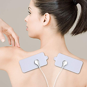 Belifu TENS Unit Electrode Pads Reusable Self-Adhesive Replacement Massage Pads Latex Free, Standard Connection Snap on 3.5mm Cable for Tens EMS Massager