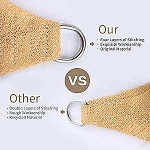 MontCampys Sun Shade Sail 7' x 10' Rectangle Permeable Canopy Shade Cloth UV Block Cover for Backyard Patio Garden Lawn Carport Outdoor Camping Event, Yellow/Sand