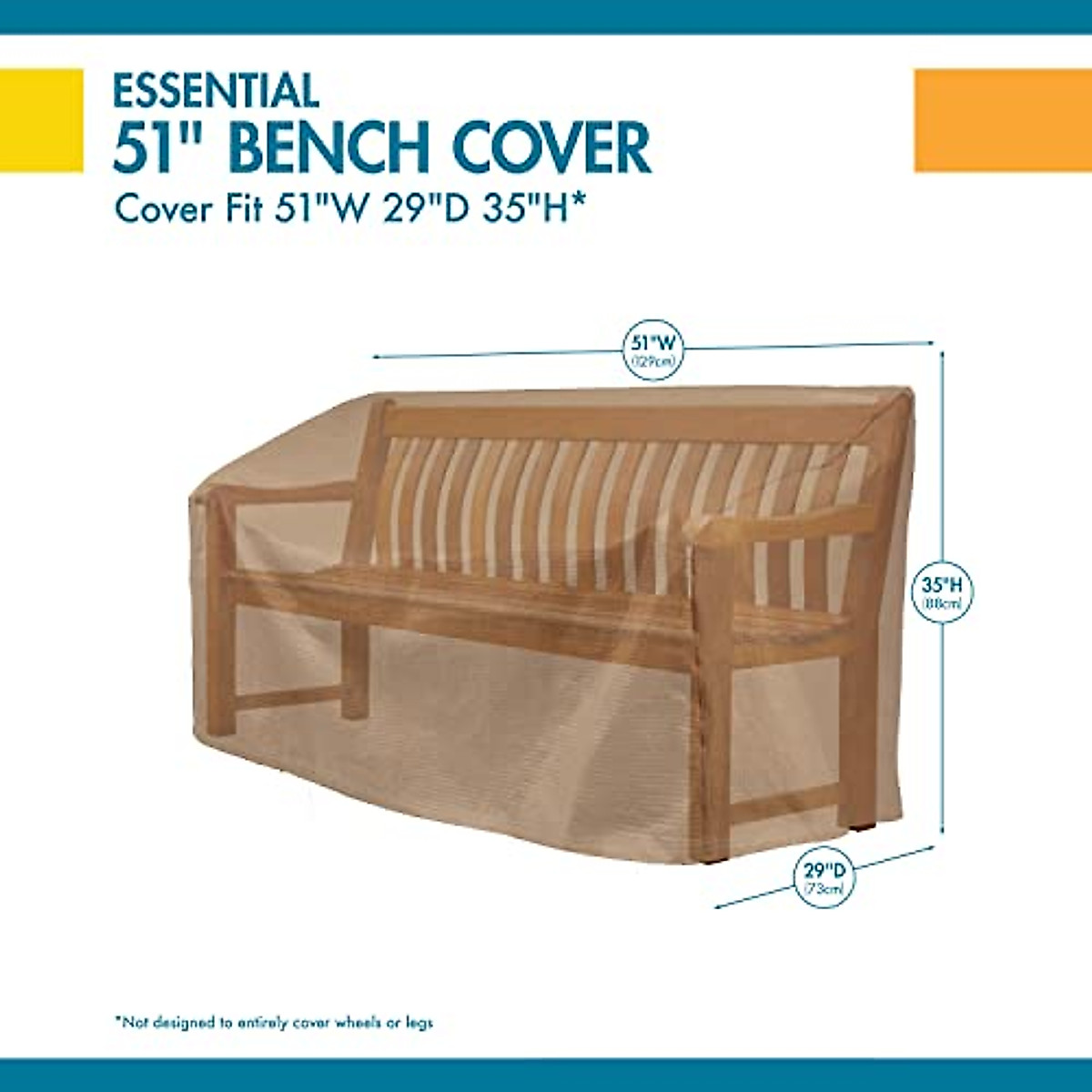 Duck Covers Essential Water-Resistant 51 Inch Bench Cover, Patio Furniture Covers