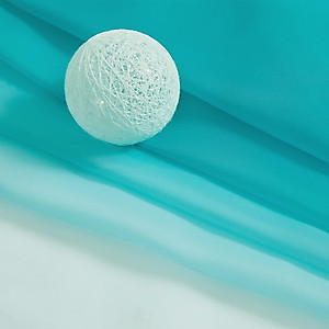 NICETOWN Teal Ombre Sheer Scarf Curtains Valances, Decorative Elegant Backdrop Voile Sheer Texture Bed Canopy for Indoor Outdoor Beach Wedding/Bed Canopy, 2 Panels, W60 x L216