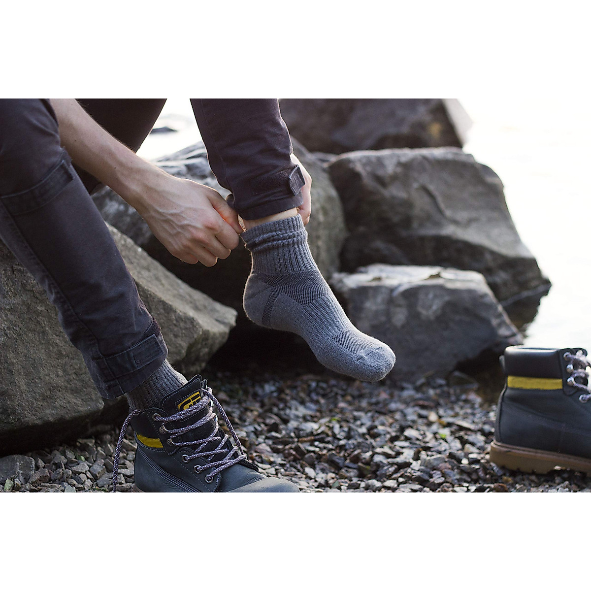 281Z Military Cotton Micro Crew Boot Socks - Cushioned Sole - Moisture Wicking - Odor Resistant - Hiking Trekking Outdoor (Dark Grey Small 4 Pairs Pack)