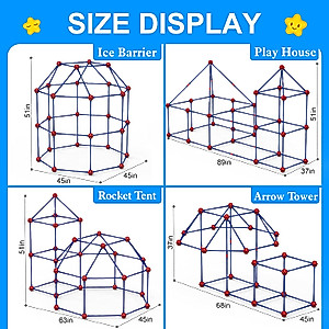 SpringFlower Fort Building Kit for Kids,STEM Construction Toys, Educational Gift for 4 5 6 7 8 9 10 11 12 Years Old Boys and Girls,Ultimate Creative Set for Indoor & Outdoors Activity,120 Pcs