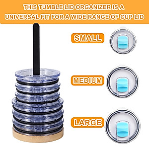 ZUJJAFY Bamboo Tumbler Lid Organizer - Vertical Storage for Up to 10 Cup Lids, Clutter-Free Kitchen Cabinets and Countertops Organization