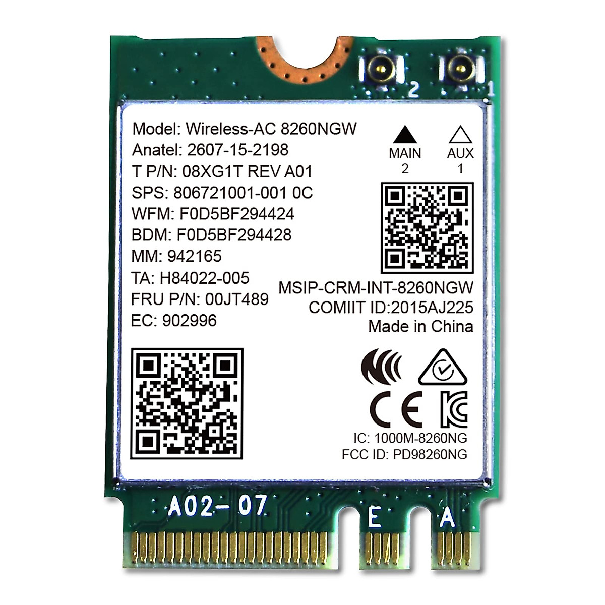 NETELY Wireless-AC 8260NGW NGFF M2 Interface 1200Mbps WiFi Adapter with Bluetooth 4.2, Intel Wireless-AC 8260NGW, Wireless-AC 2.4GHz 300Mbps & 5GHz 867Mbps WiFi Network Card (Wireless-AC 8260NGW)