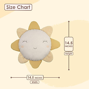 MON AMI Sunny Day Sun Shaped Pillow – 14.5”, Plush Floor Pillow & Decorative Cushion for Child’s Nursery, Bed or Couch, Cute Room Décor