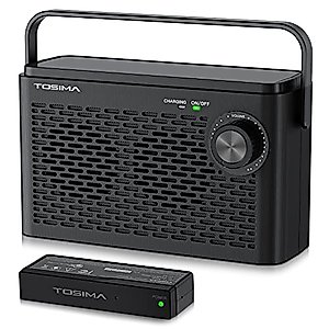 Tosima TV-8000 Wireless Speaker for TV, Easy Control Portable TV Soundbox for Hard of Hearing, Elderly Parent,Rechargable 8 Hours Battery, AUX3.5mm, 2.4G RF Transimitter 100Ft Range