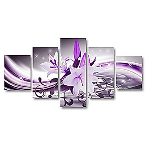 YongArt Abstract Light Purple Flower Poster - Blush Purple Floral Canvas Wall Art Over Bed Painting Wall Decor, Bedroom Wall Decor, Orchid Picture Artwork, Office Decor Art Picture (F,40x20inch)
