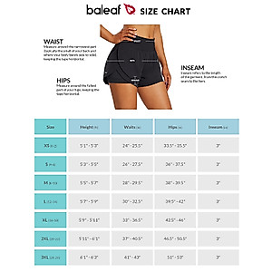 BALEAF Women's Workout Running Shorts 2 in 1 Spandex High Waisted 3" Athletic Shorts with Liner Pockets Black XS