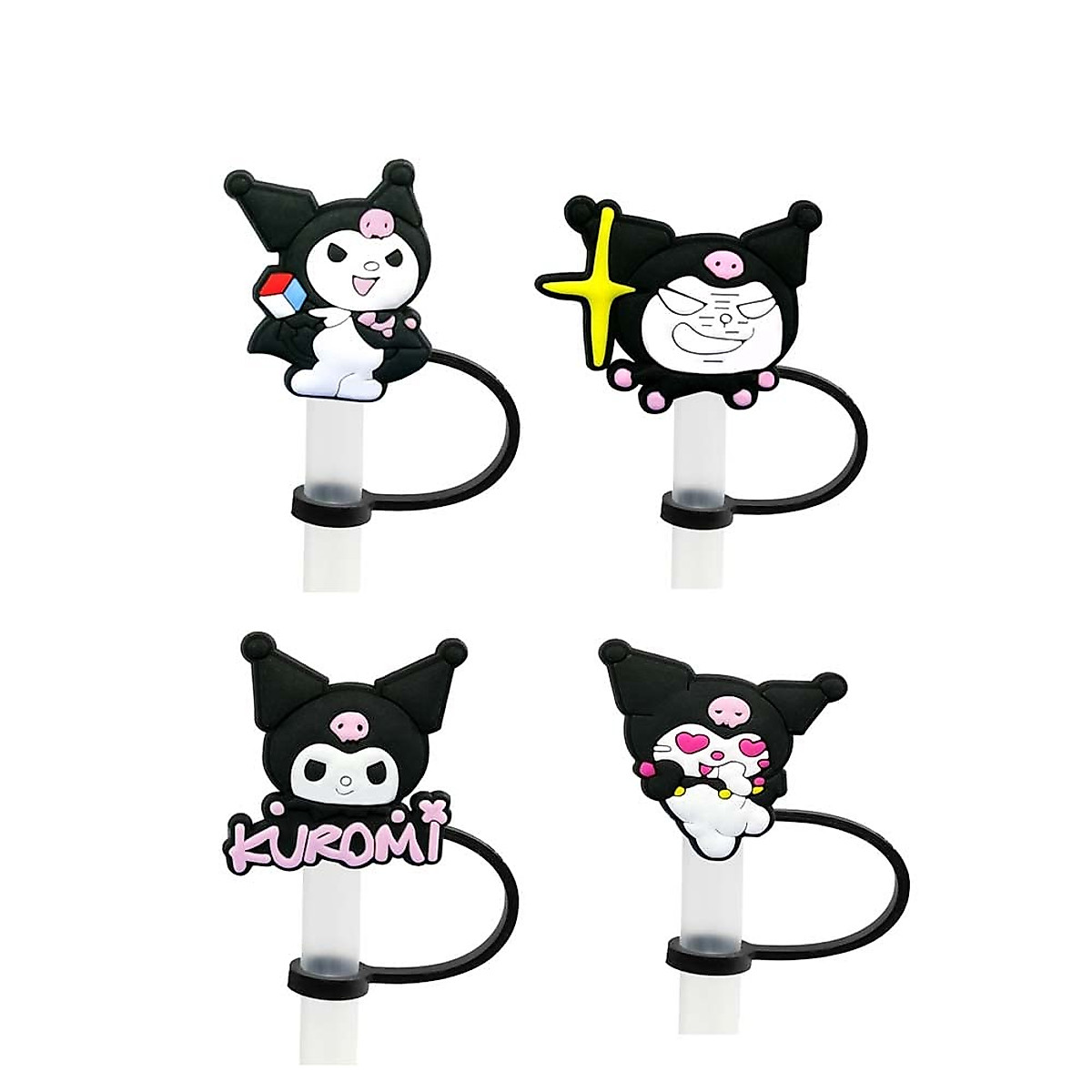 Cute Cartoon Kids Straw Tips Covers,Food Grade Reusable Silicone Straw Tip,funny Straw Covers Cap Plugs,Anti-dust Soft Straw Toppers Drinking Straw Tips Lids for 6-10 mm