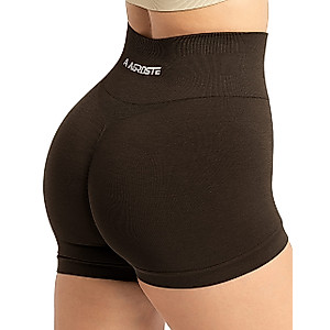 A AGROSTE Women 3.6" Intensify Workout Shorts with Pockets Seamless Scrunch Butt Lifting Gym Shorts High Waist Yoga Shorts