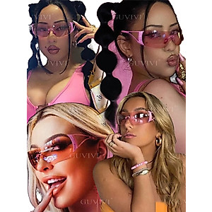 GUVIVI Wrap Around Y2K Sunglasses for Women Men Shield Flat Top Sunglasses Futuristic Frameless Gradient Lens Sun Glasses