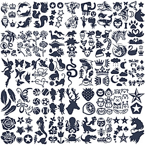 Temporary Glitter Tattoo Kit For Kids -, Dinosaur Butterfly Fake Tattoo Make Up Art Kits For Boys and Girls, DIY Creative Waterproof Tattoos with 90sheets Tat Stickers 24 Glitter Box and 3 Brush