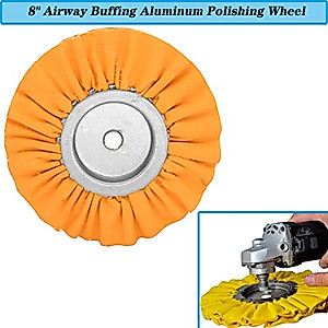 3PCS 8" Airway Buffing Wheel(1 pcs White/1 pcs Orange/1 pcs Blue),5/8" Arbor Hole,16 Ply Fine,Medium,Coarse Polishing for Angle Grinder Mirror Finish on Aluminum and Stainless, by NAKAO