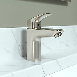 hansgrohe Logis Modern Low Flow Water Saving 1-Handle 1 6-inch Tall Bathroom Sink Faucet in Brushed Nickel, 71100821