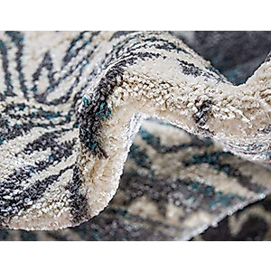 Unique Loom Aurora Collection Over-Dyed, Abstract, Botanical Southwestern, Transitional Area Rug, 2 ft x 3 ft, Gray/Ivory