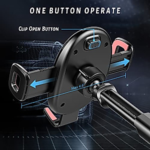 LevapMan Cell Phone Holder Car Mount Vent Clip with Extended Arm Retractable Holds All Phones up to 7”,Suction Cup Windshield Mount Stand, 360° Adjustable Car Phone Holder Car Dashboard Air Vent