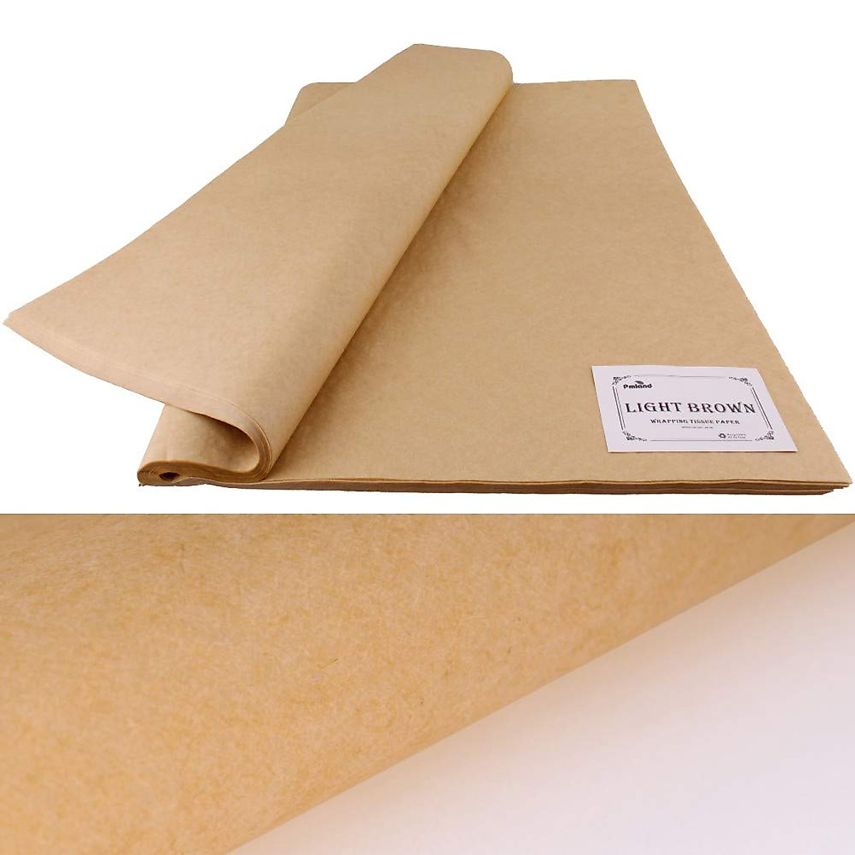 PMLAND 100 Sheets Light Brown Sand Tissue Wrapping Paper Bulk 20 x 15 Inches for Gift Favor Bags Boxes Flowers Packaging Crafts DIY Art Projects and Party Decorations