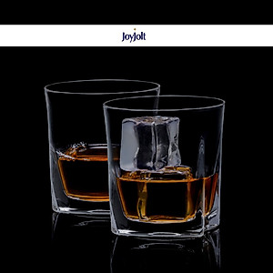 JoyJolt Luna Crystal Whiskey Glasses, Old Fashioned Whiskey Glass 10.5 Ounce, Ultra Clear Crystal Scotch Glass for Bourbon and Liquor Set Of 2 crystal Glassware