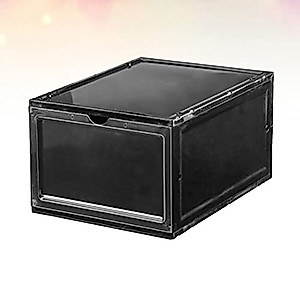 Toyvian Entryway Shoe Storage Bench Shoe Box Shoe Storage Boxes Magnetic Folding Stackable Shoes Cases Organizer Bins Container for Home Shop Black Shoes Container