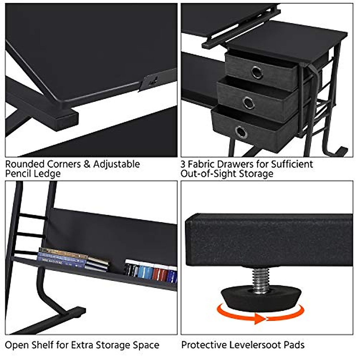 Topeakmart Height Adjustable Drafting Table Art Craft Desk Work Station Hobby Design Studio Tiltable Tabletop Drawing Desk with Stool & Storage Drawers ‎50.5 x 23.6 x 43.7 inches
