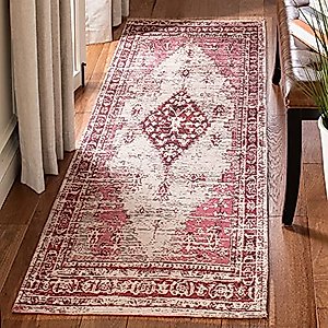 SAFAVIEH Classic Vintage Collection Runner Rug - 2'3" x 8', Fuchsia, Oriental Medallion Distressed Design, Non-Shedding & Easy Care, Ideal for High Traffic Areas in Living Room, Bedroom (CLV113R)
