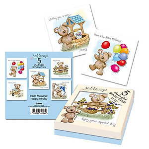 Tallon Just to Say Hand Made Lux Teddy Birthday Card (Box of 5), 4196