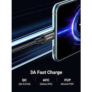 UGREEN USB C Cable 2 Pack USB C Fast Charging Cable 3A USB C Charger Cord Braid USB A to USB C Cable Compatible with Galaxy A03s A10e A20 A50 A51 S20 S10 S9 S8, Moto G8 G7 G Pure etc. 6.6FT Black