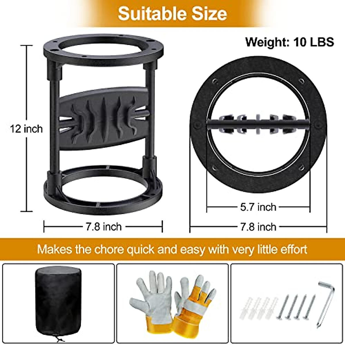 PooLuck 2023 Newest Firewood Kindling Splitter, Kindling Log Wood Splitter Cracker, Cast Iron Manual Log Splitter Wedge with Double-Edge Wood Splitting Wedge, Heavy Duty Firewood Splitter Wood Cracker