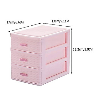 DOITOOL Storage Containers Desktop Jewelry Storage Drawer Makeup Organizer Earring Holder Stand Cosmetic Storage Container for Home Girl Bedroom (Pink) Desk Organizer Caddy